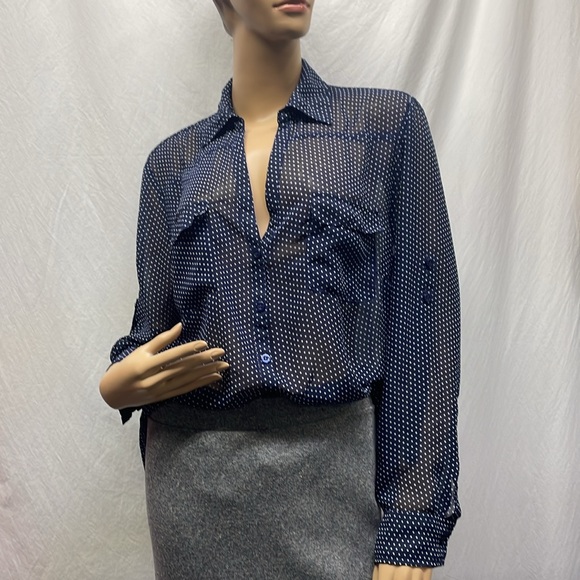 New York & Company | Tops | New York Company Blue White Polka Dot ...